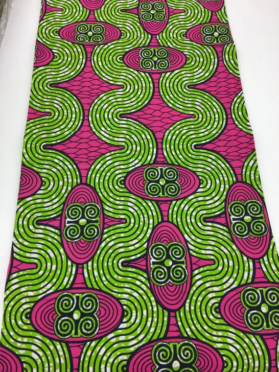 Pink and Green Dwennimmen African Print Fabric