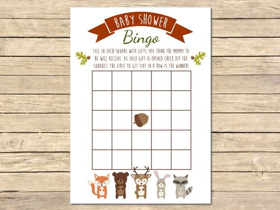 Woodland Animals Printable Bingo Game Forest by simplypstationery