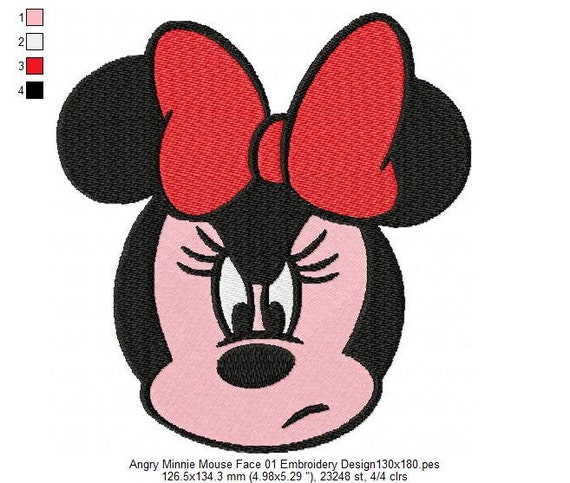 Angry Minnie Mouse Face 01 Embroidery by ProEmbroideryDesigns
