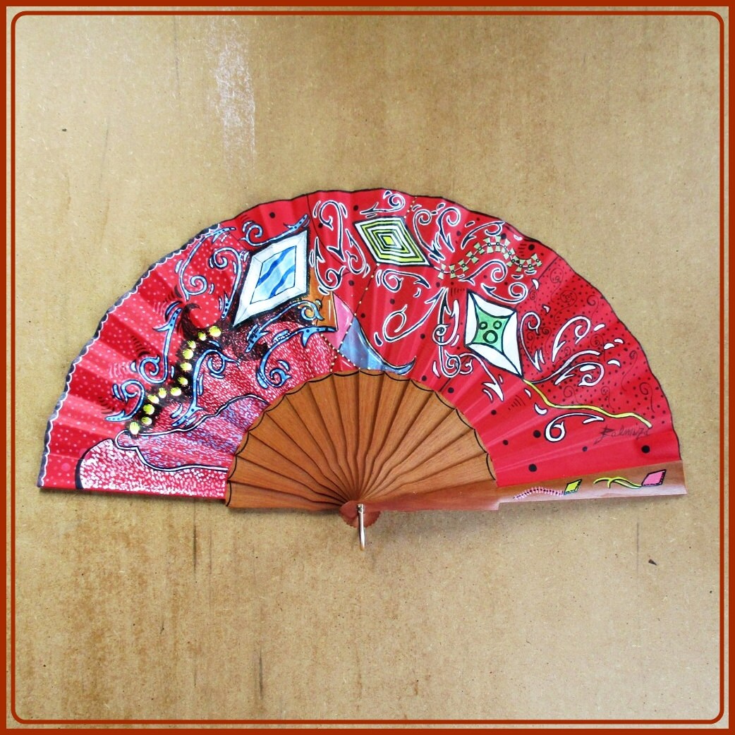 Tambourine. Designer hand fan. Spanish craft by AbanicosBalmiza