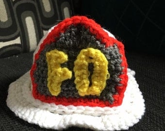 CROCHET PATTERN Baby Fireman Firefighter Hat Newborn 0-3