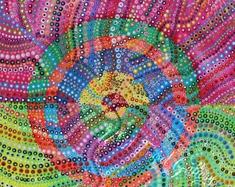 Items similar to Original Dot Painting, 15 x 30 inches Canvas, Divine ...