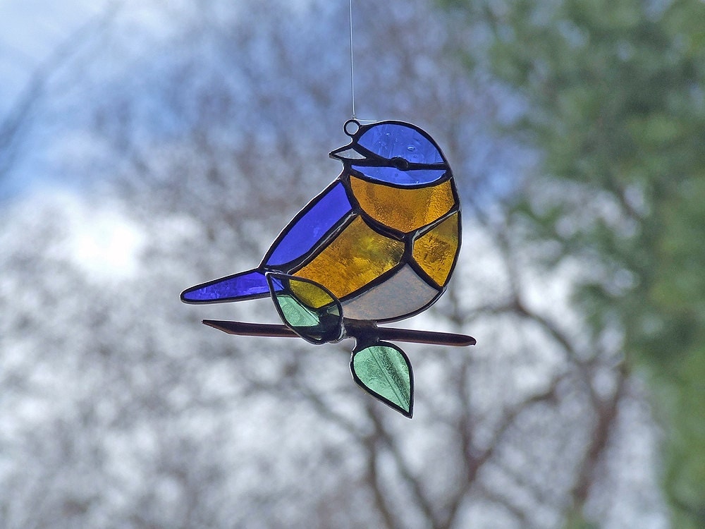Stained Glass Bluebird Recycled Glass Bluebird Eco