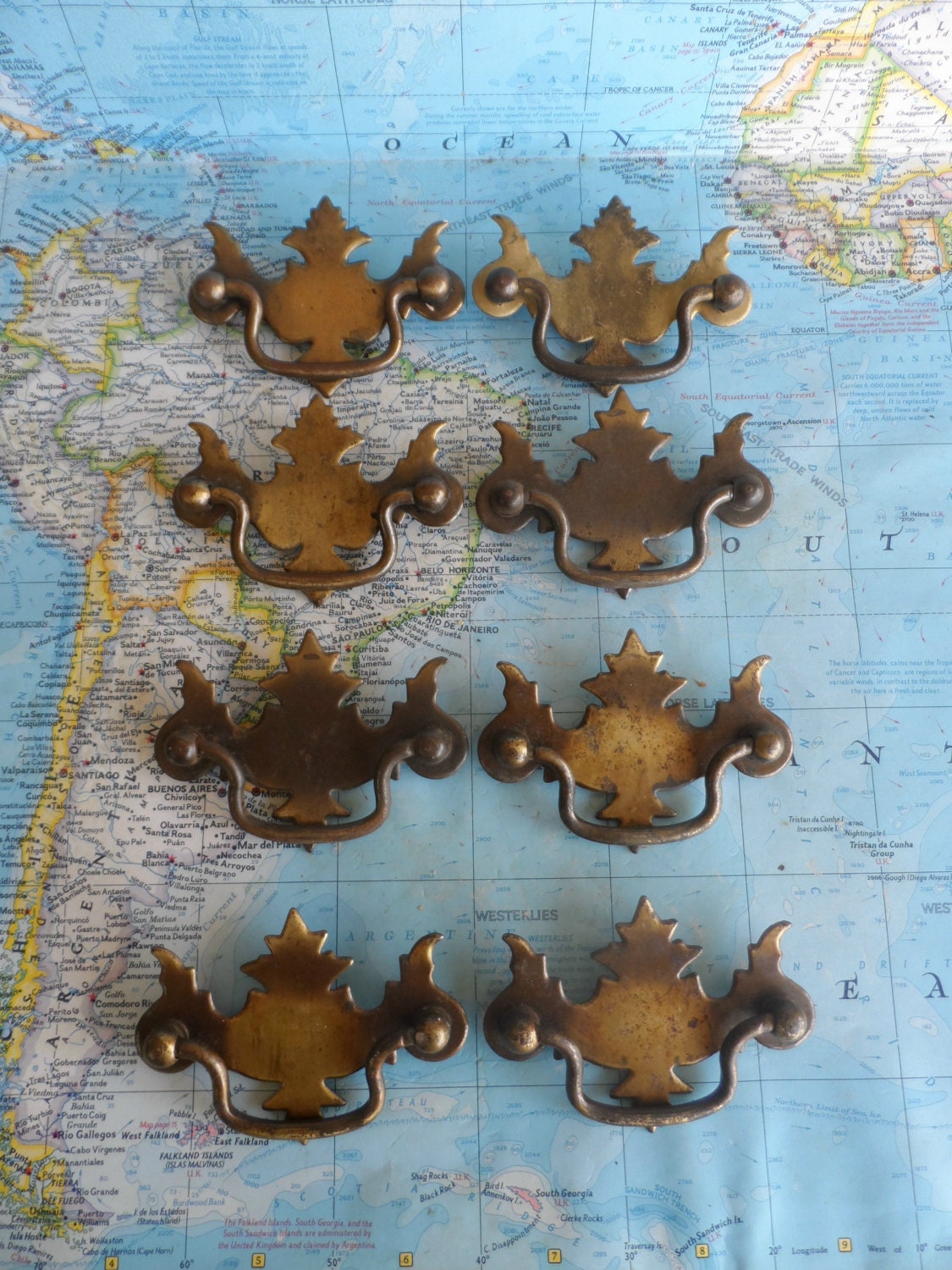 SALE! 8 vintage distressed metal pull handles with pointy edges – Haute ...