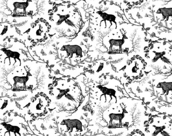 Black toile fabric | Etsy