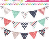 Items similar to Triangle Bunting Clipart, Banner Flag Bunting Clipart ...