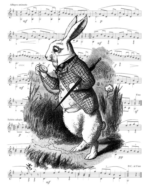Items similar to The White Rabbit "I'm Late", Alice in Wonderland ...
