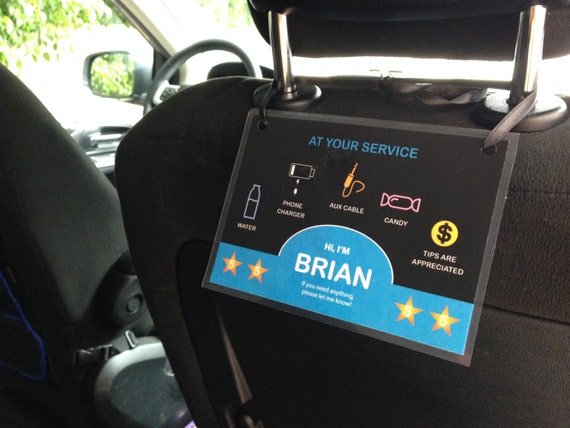 2 x Uber Lyft 5 Star Ratings Sign Car Display Cards Custom