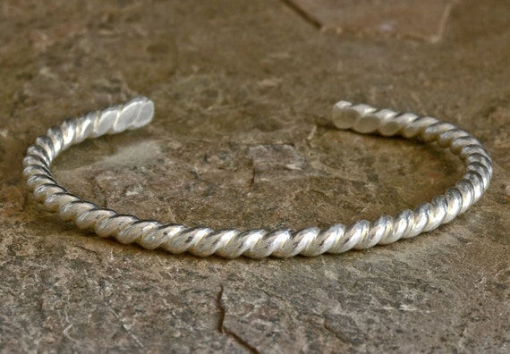 Sterling Silver Twisted Wire Cuff Bracelet by NiciLaskin on Etsy