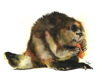 Unique beaver art related items | Etsy