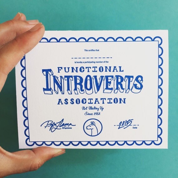 Functional Introverts Association Certificate Card by PapaLlama