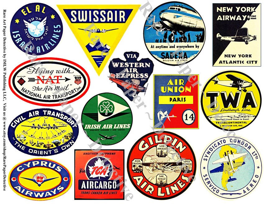 Airline Labels Printed Airplane Sticker Decals Plane Clip