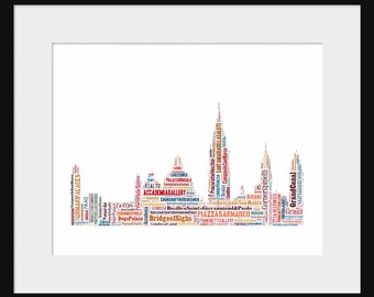 London Skyline Word Art Typography Print Poster Map by JustPrints