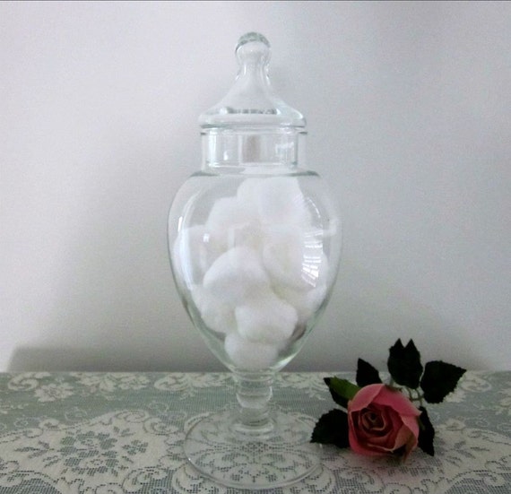 Vintage Pedestal Base Apothecary Jar Clear Glas Apothecary