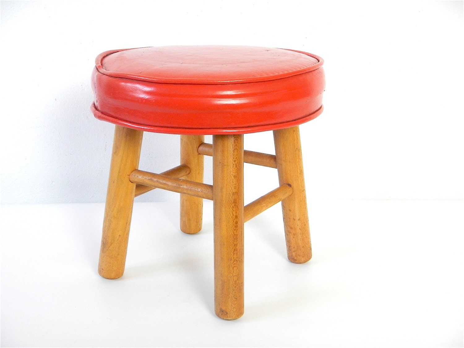Vintage Round Orange Children’s Stool/Chair/Footstool – Haute Juice