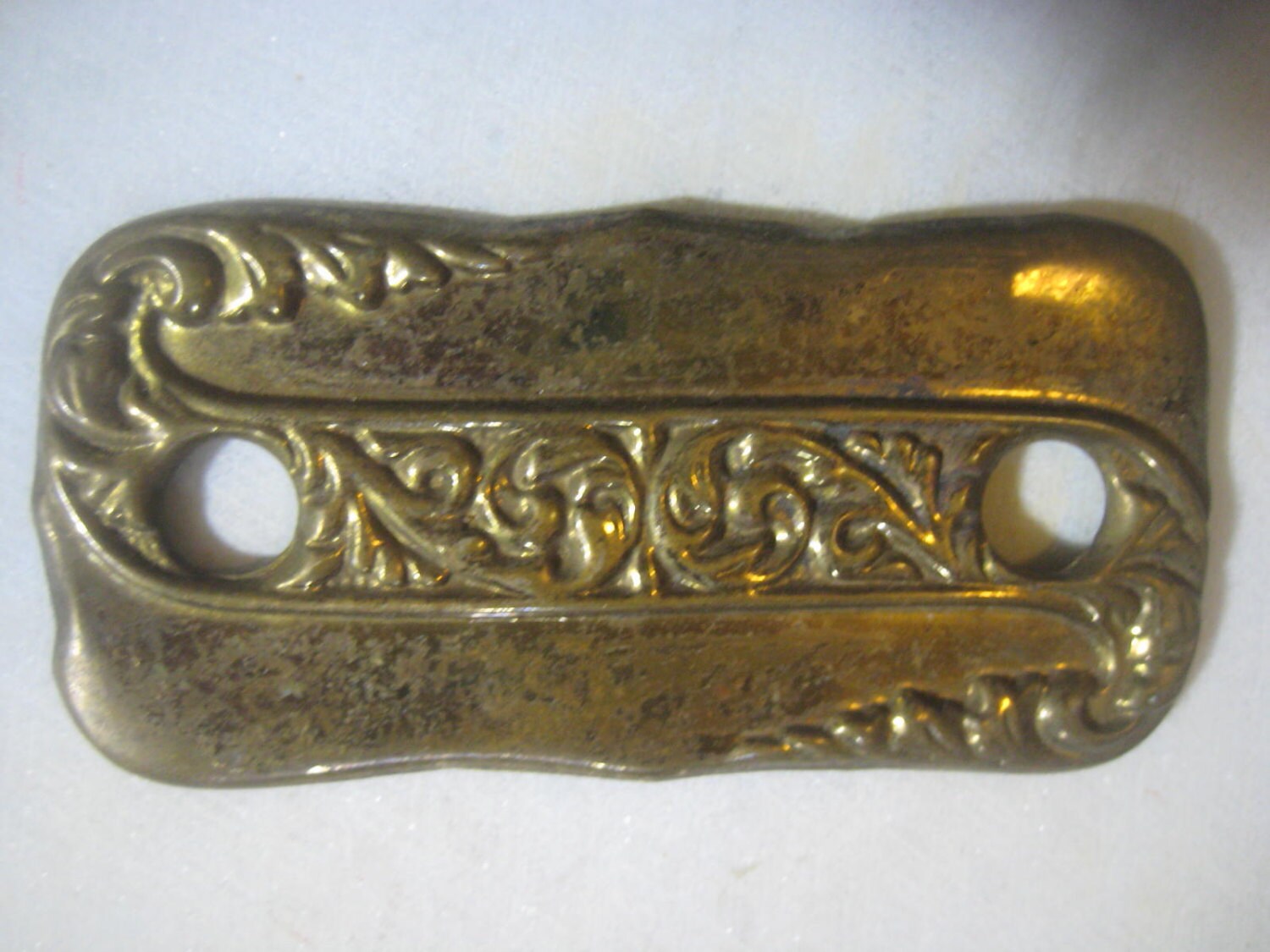 Antique Edwardian Era Escutcheon/Backplate, Stamped Brass Furniture ...