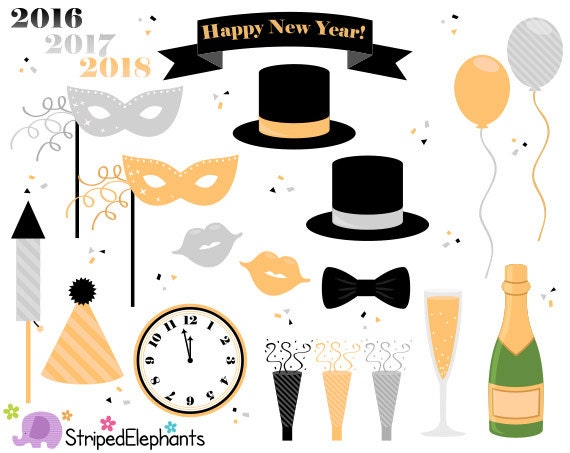 New Year's Eve Clip Art Party Clip Art by StripedElephants