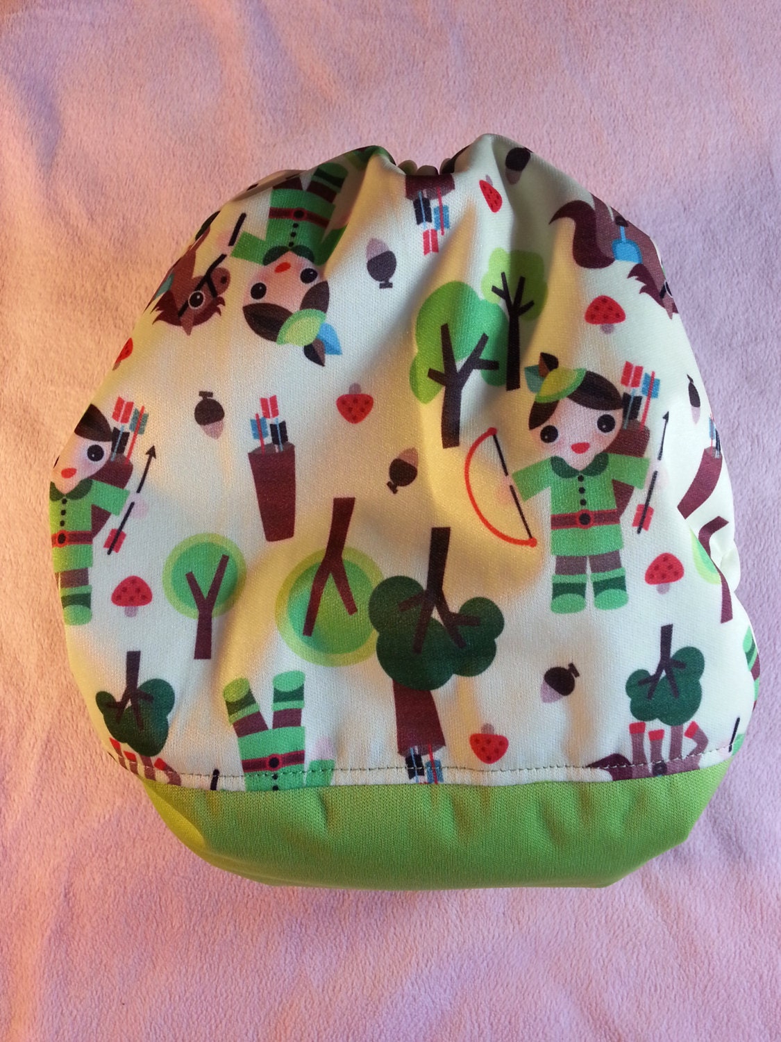 SassyCloth one size pocket diaper with Robin Hood PUL print