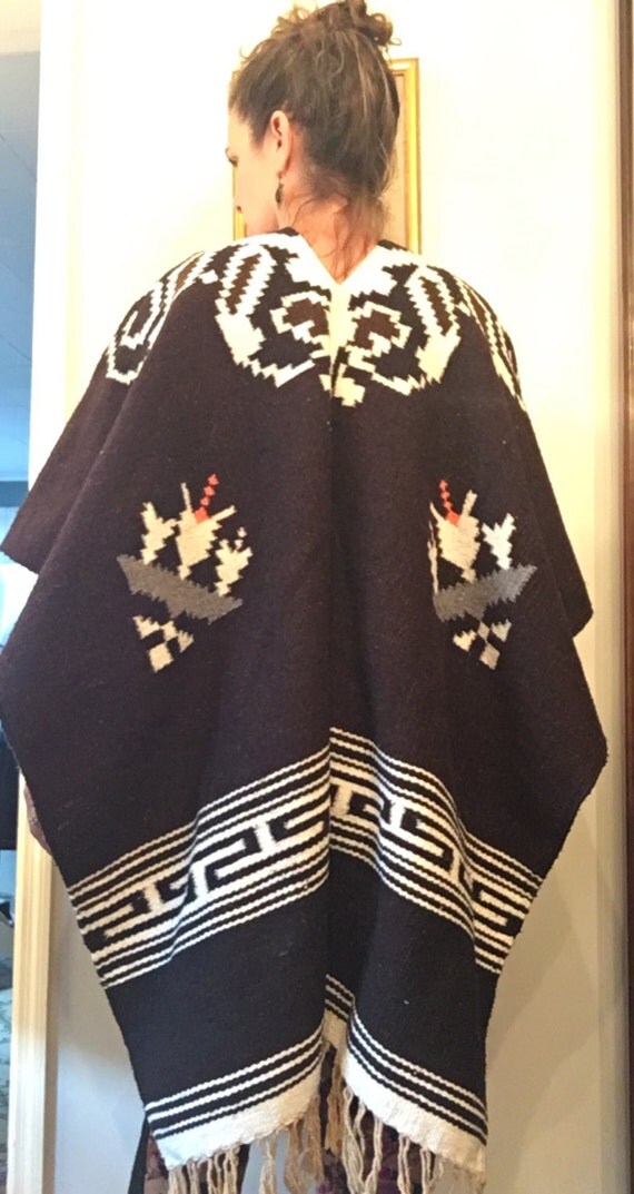 Vintage Large Wool Native American Style Adult Size Poncho