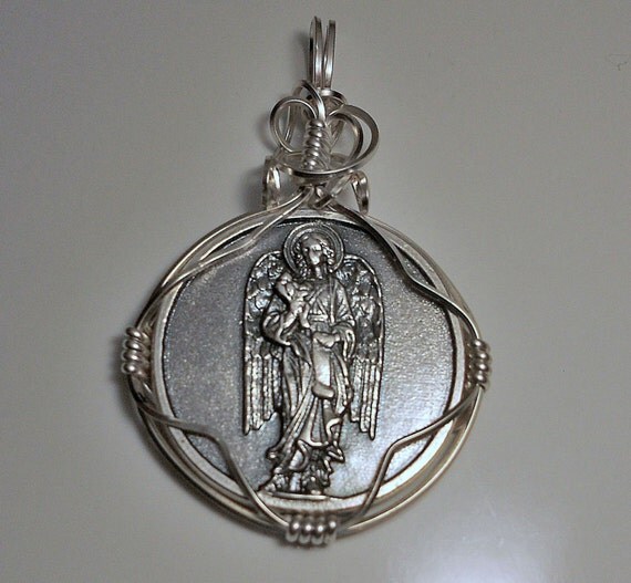 Archangel Saint Gabriel Medal Pendant by maddyq on Etsy