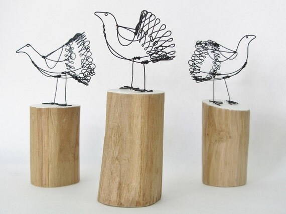 Wire chicken chicken ornament wire bird bird by spacefruit