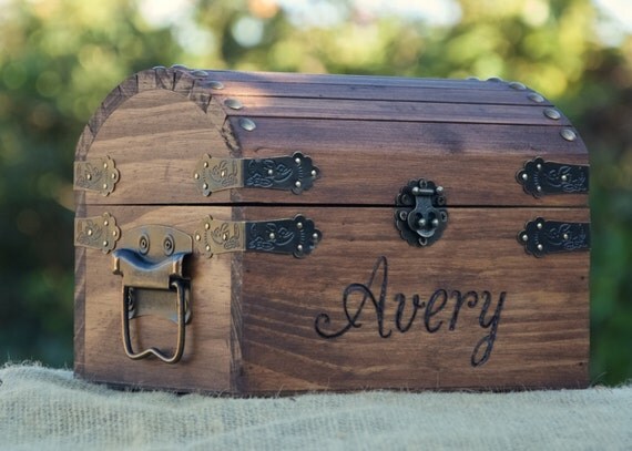 Personalized Rustic Childs Treasure Chest Burned/Engraved