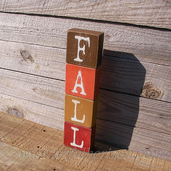 Painted Wood Block Letters Farmhouse Decor Wooden Fall Colors