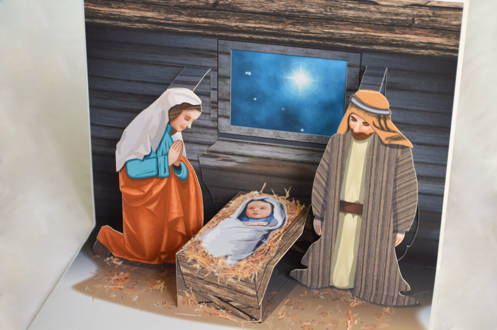 Pop up Nativity Scene Christmas card Popup Christmas card with