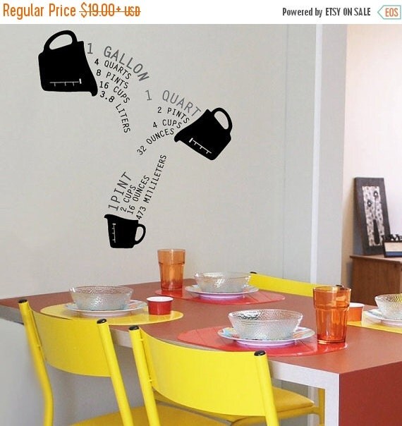 ON SALE Measuring Cup Conversion Chart Wall Decal by danadecals