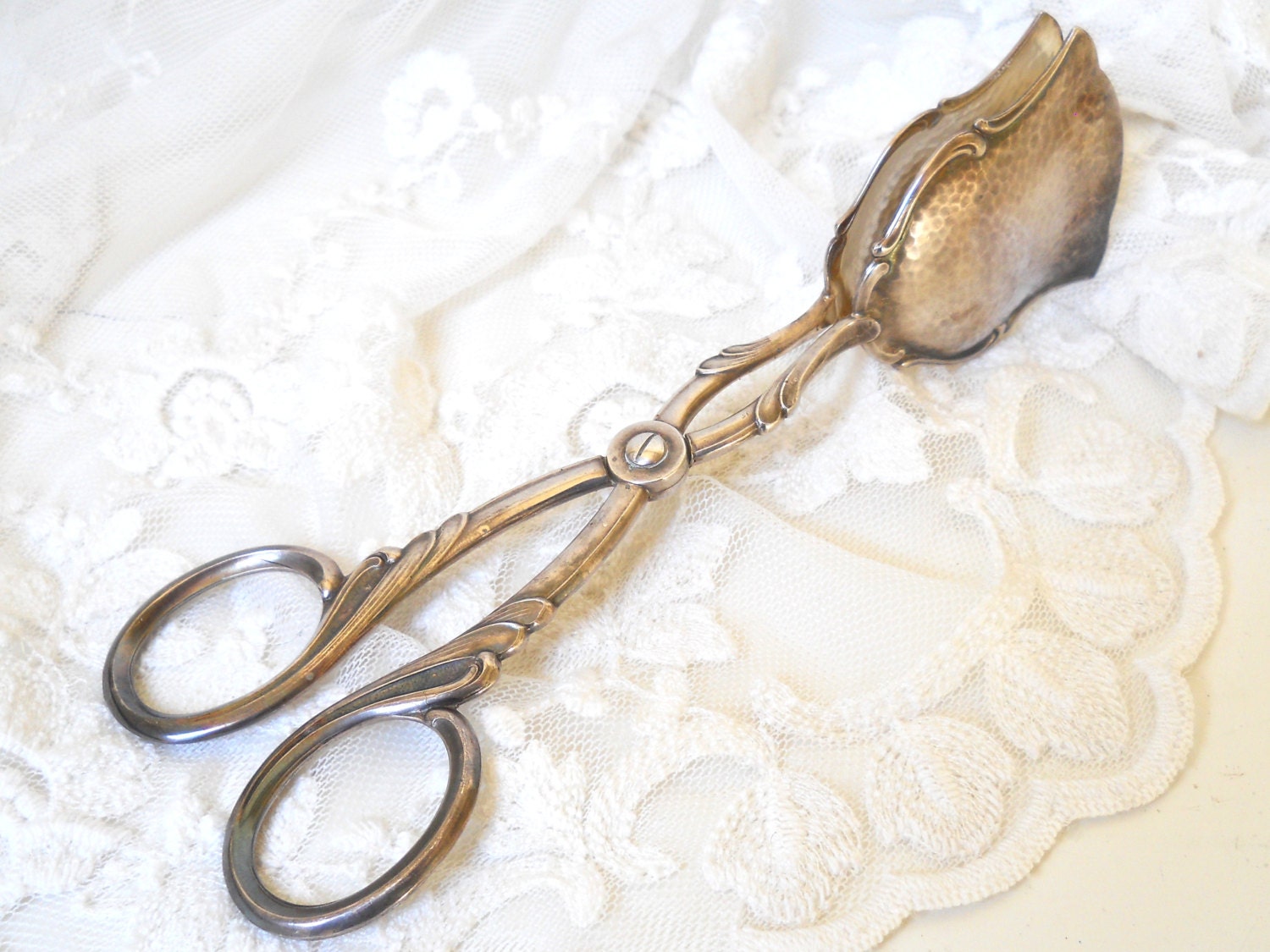 silver plated serving tongs ornate serving tongs vintage cake tongs ...