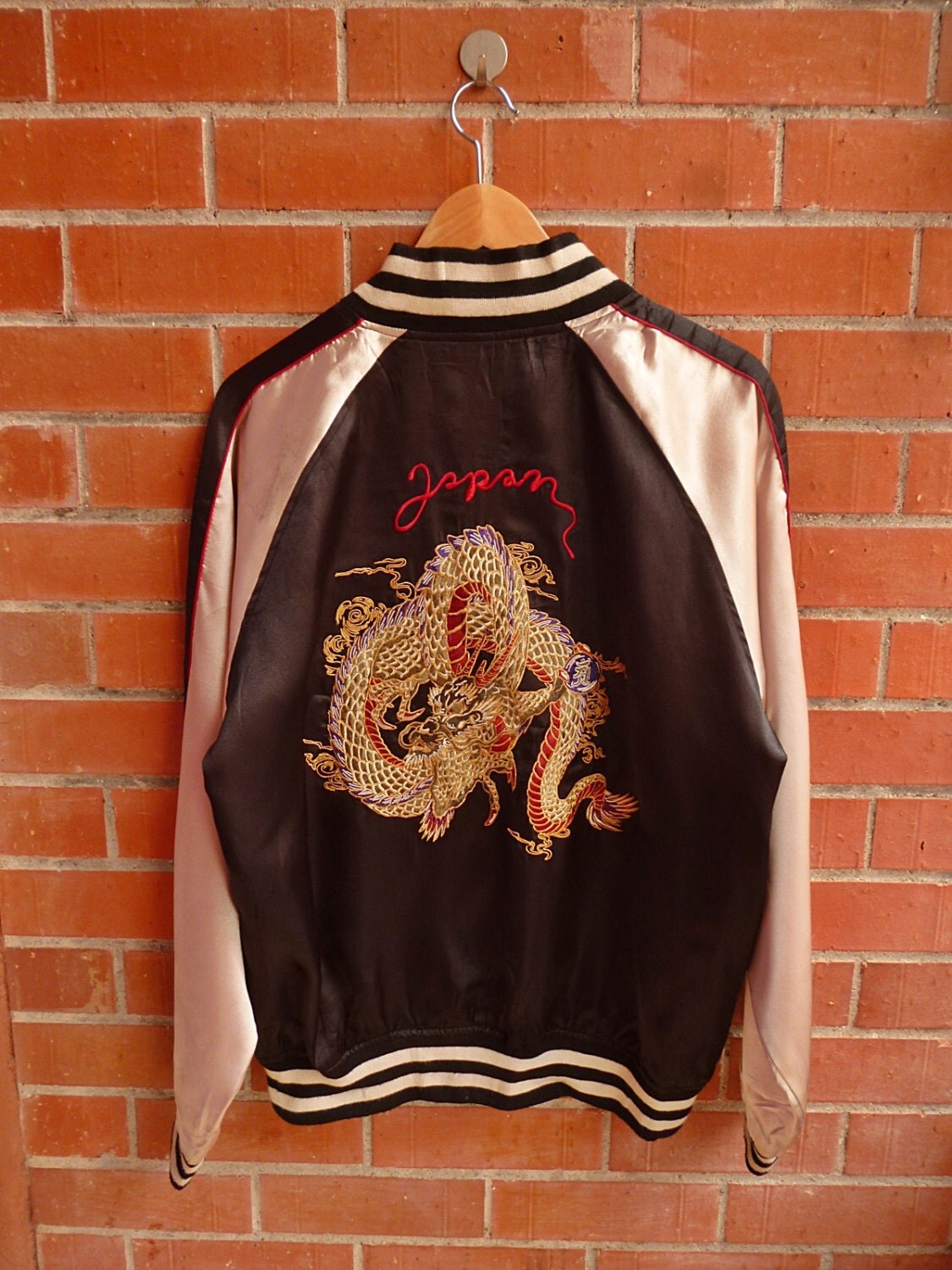 Vintage Green Twin Dragon Japanese Traditional Yokosuka Embroidery ...