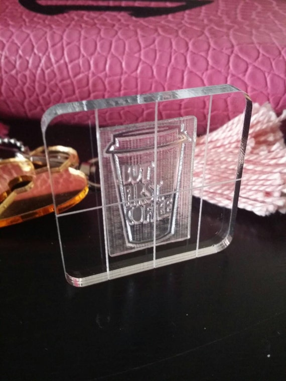Items similar to Clear acrylic block 2" Laser Cut and Engraved grid ...