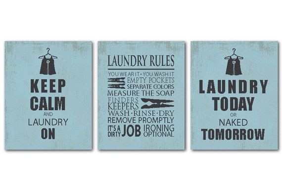 Laundry Wall Art Trio Typography prints Keep Calm & Laundry