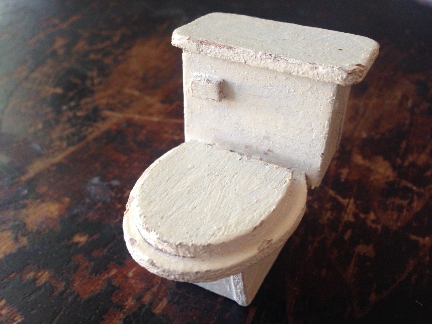 tiny handmade white wooden model toilet – Haute Juice