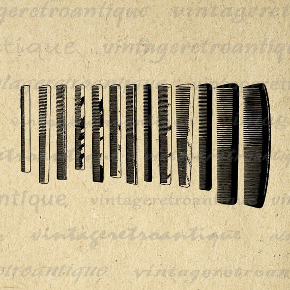 Set of Antique Combs Digital Image Download by VintageRetroAntique