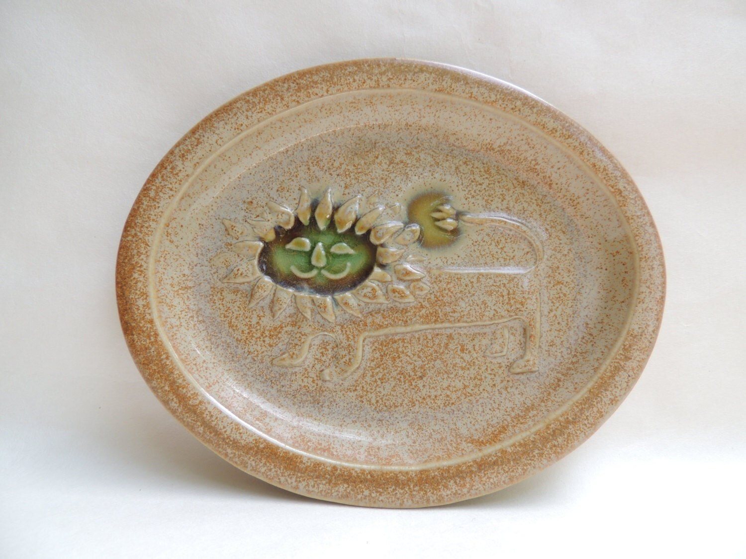 Lion Plate by David Gil for Bennington Pottery, Vermont, Mid Century