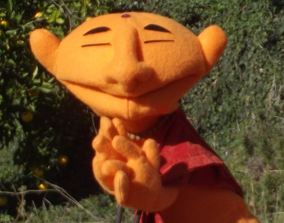 Laothe Buddhist monk hand puppet professional rods.