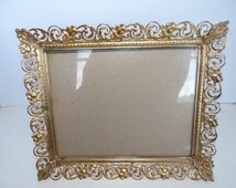 Vintage 50's Distressed Brass Filigree Frame for 8 X 10 Picture