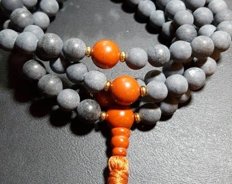 Beautiful Rose Quartz Mala with Charoite by LobsterIslandBeadery