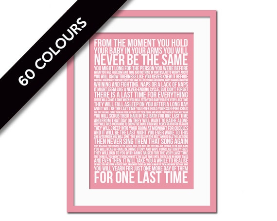 The Last Time Poem Art Print Nursery Decor New Parents