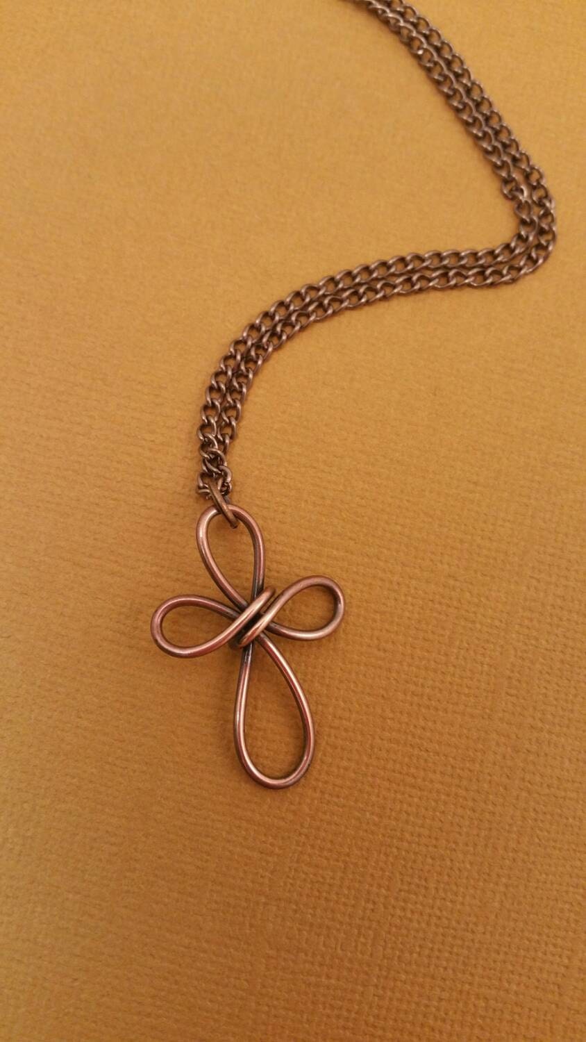 Simple Copper Wire Cross NecklaceWire by TheCasualCutie on Etsy