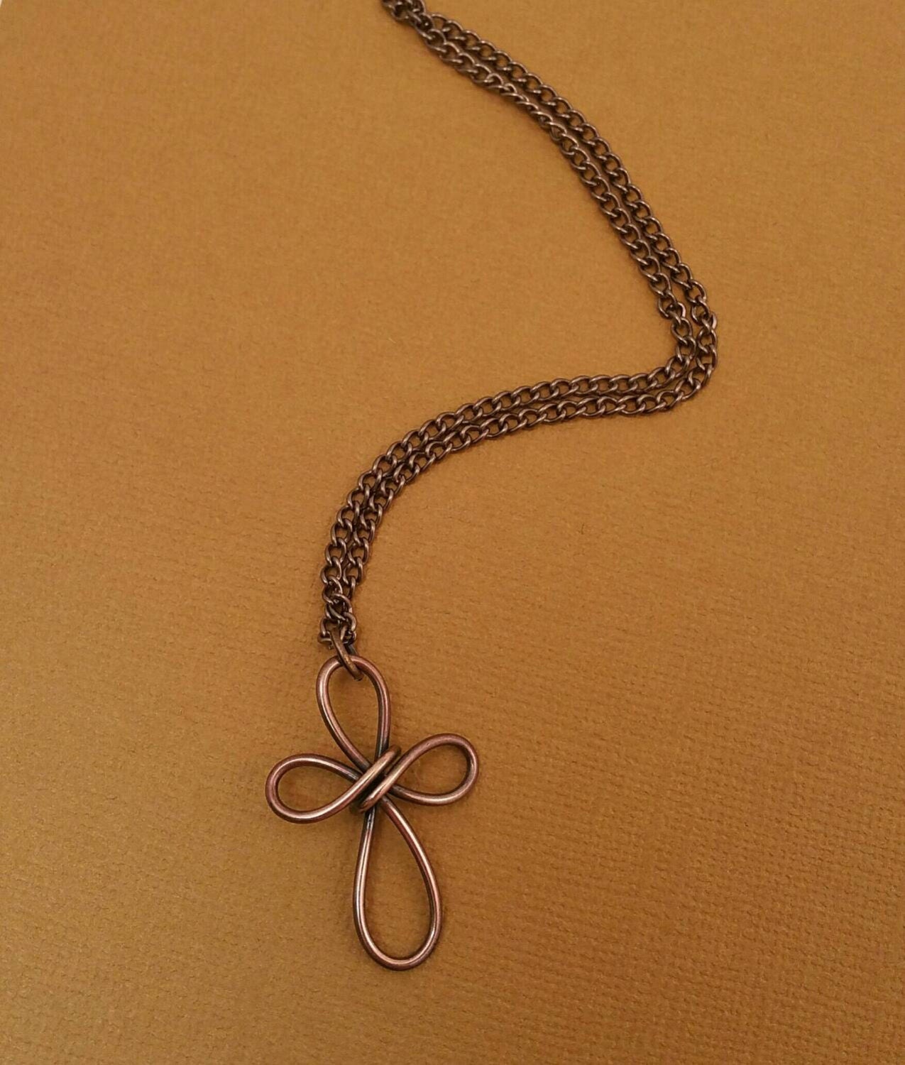 Simple Copper Wire Cross NecklaceWire by TheCasualCutie on Etsy