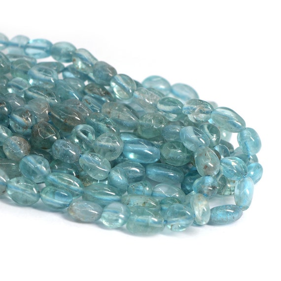 0104 Natural Aqua blue clear apatite pebble Chips loose
