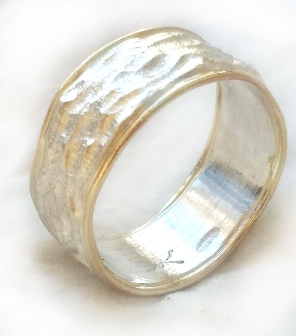 Semi-wide women's wedding ring textured sterling silver