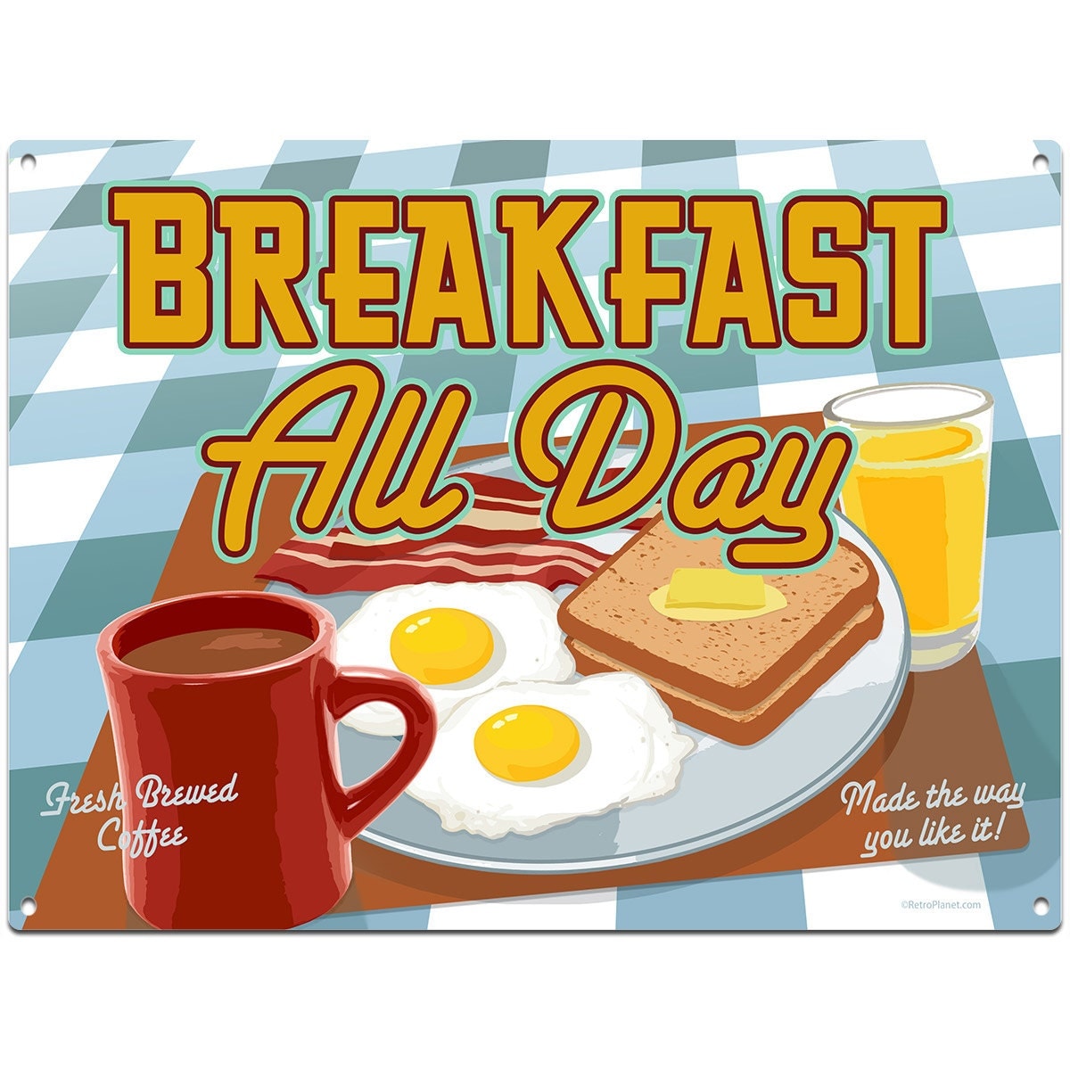 Breakfast All Day Diner Food Metal Sign 37099