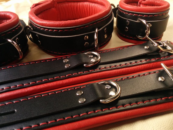 Bondage Restraint Cuffs Real Leather Heavy Padded Wrist Ankle