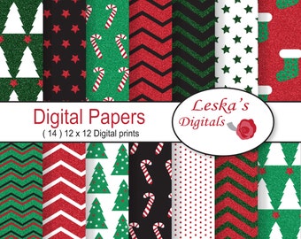 Rustic Christmas Digital Paper Rustic xmas by DigitalWork on Etsy