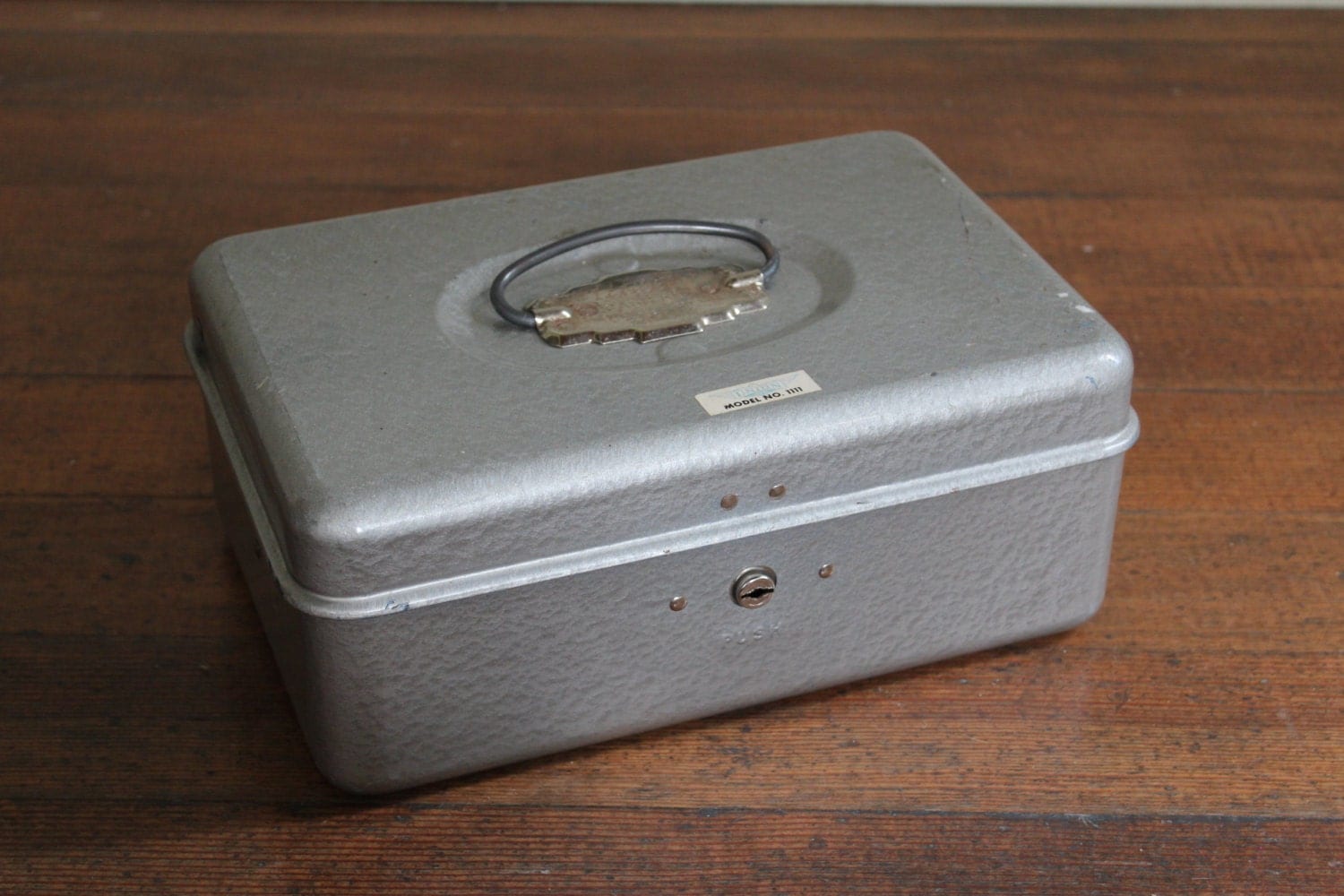 Vintage Silver / Gray Metal Box – Locking Cash Box w/ Change Tier ...