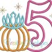 Pumpkin Princess Crown Number 5 Digital Machine Embroidery