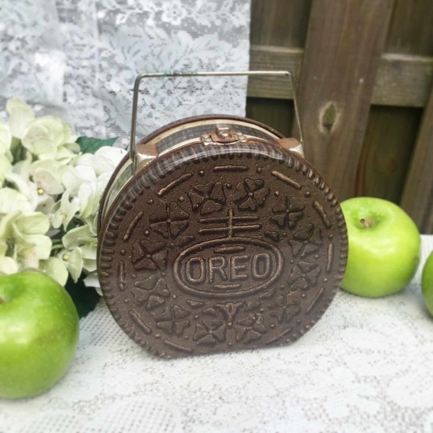 Vintage Oreo Cookie Tin box, lunch basket handle & Latch, advertising ...